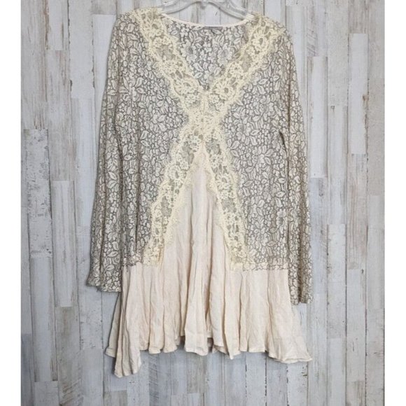 JODIFL | Tops | Jodifl Womens Large Tunic Top Boutique Lace Ivory Vneck ...